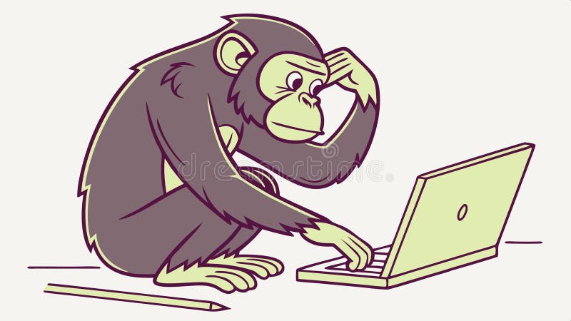 Monkey Using Laptop Technology Animal Primate Digital Communication ...