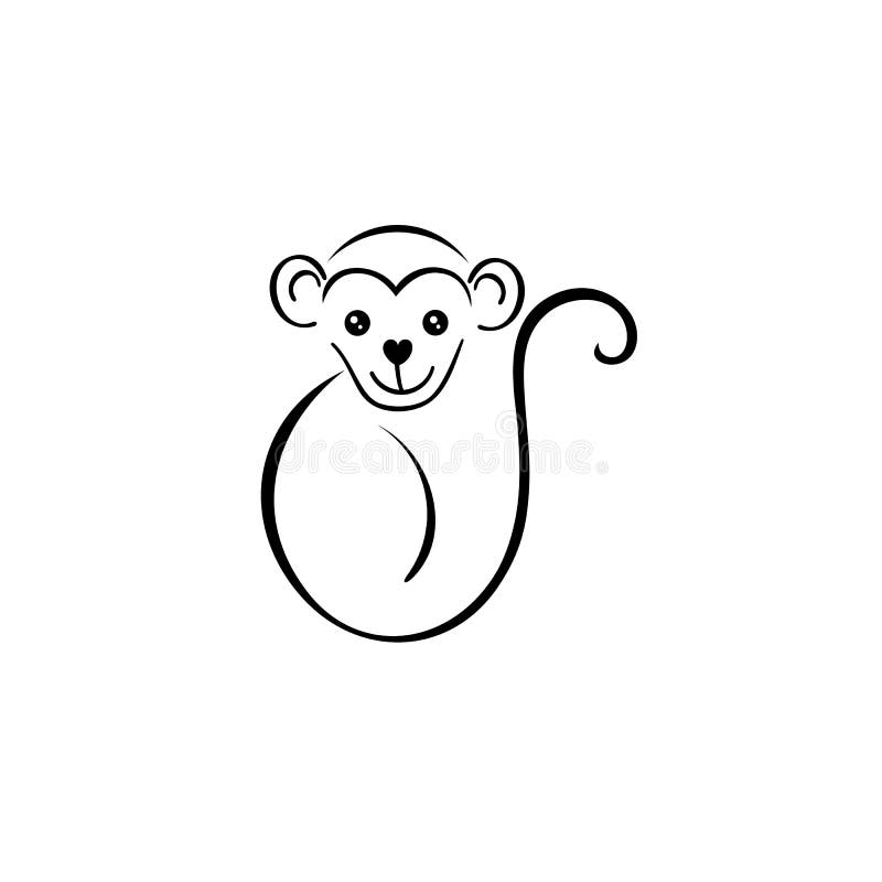 Monkey Vector Icon, Emblem Design on White Background Stock Vector ...
