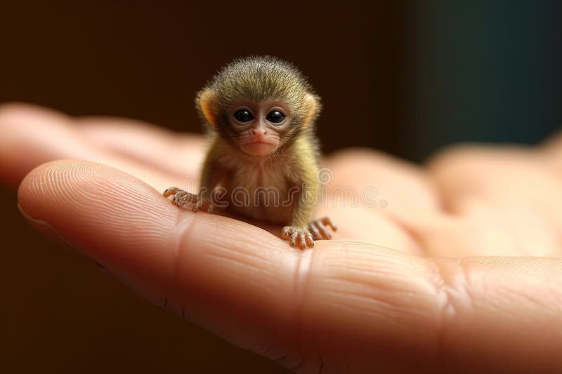 Monkey Tiny Smallest Animal in the World Standing on Human Hand ...