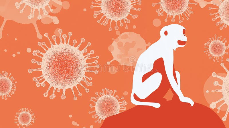 Monkey and Virus Particles Representing Monkeypox. Generative Ai Stock ...