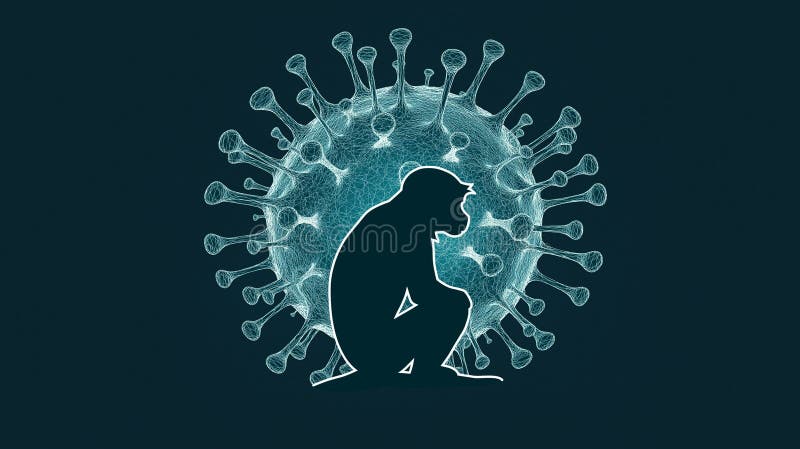 Monkey and Virus Particles Representing Monkeypox. Generative Ai Stock ...