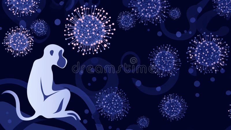 Monkey and Virus Particles Representing Monkeypox. Generative Ai Stock ...