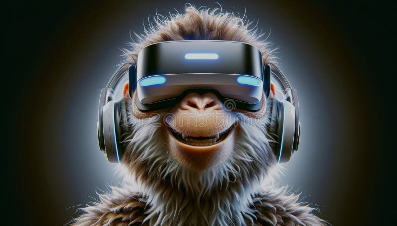 Monkey with a VR Headset, Exuding Joy and Playfulness, AI-generated ...
