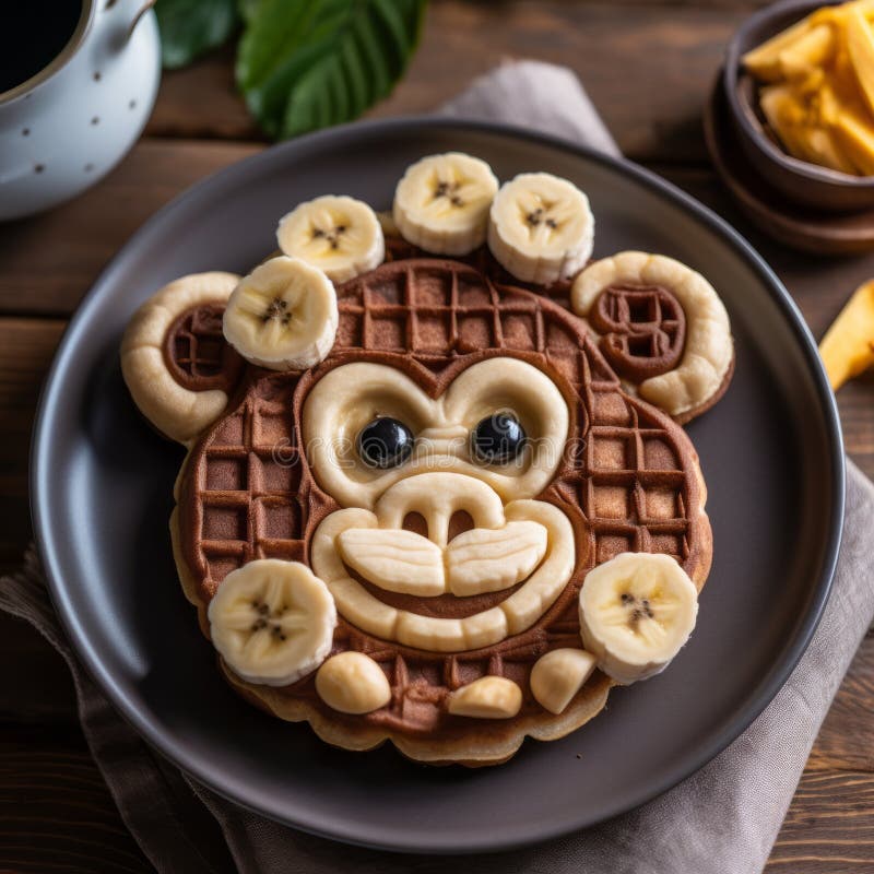 Monkey Shaped Waffles: a Delightful Combination of Art and Breakfast Stock Illustration ...