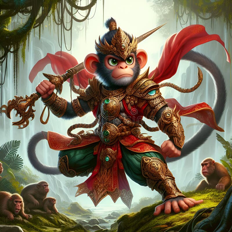 The Monkey Warlord with War Costums, Holding a Unique Sword, in a ...