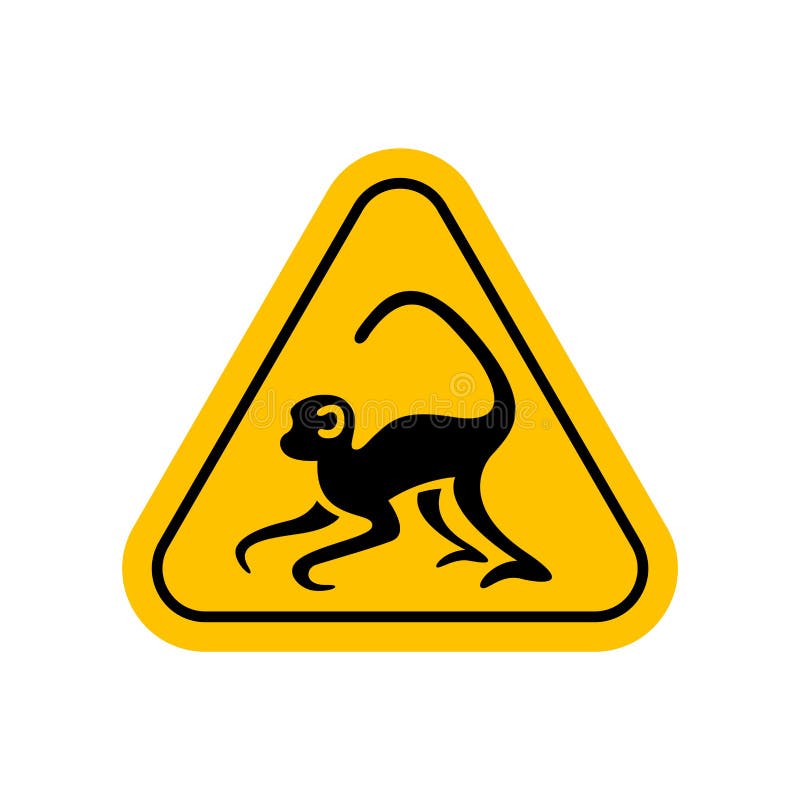 Monkey Warning Sign, Caution Monkey Sign Yellow, Monkey Hazard Symbol ...