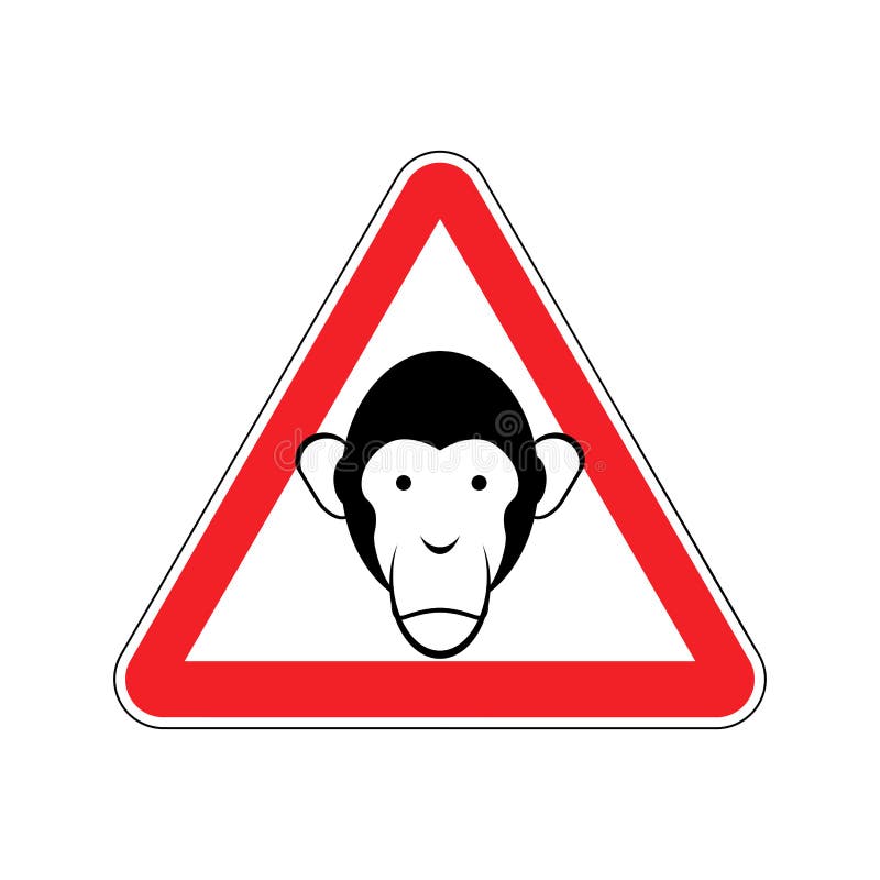 Monkey Warning Sign, Caution Monkey Sign Yellow, Monkey Hazard Symbol ...