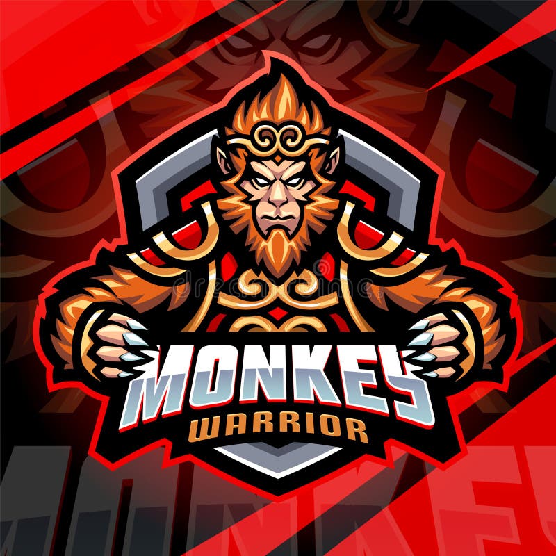 Monkey Warrior Esport Mascot Logo Design Stock Illustration ...