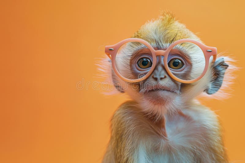 A Monkey Wearing Glasses is Staring at the Camera. Generative AI Stock ...