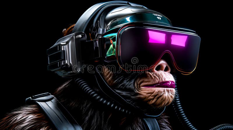 Monkey Wearing Pair of Goggles and Pair of Headphones. Generative AI ...