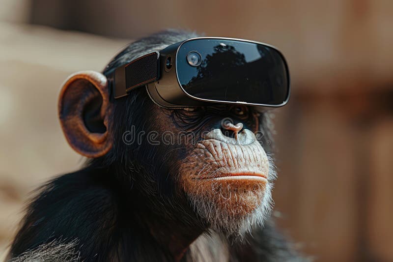 Monkey Wearing Virtual Reality Vr Glasses Stock Image - Image of ...