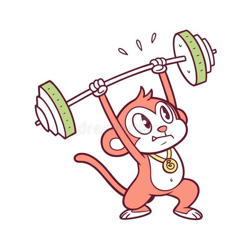 Monkey Weightlifting while Burning Art Stock Image - Illustration of ...