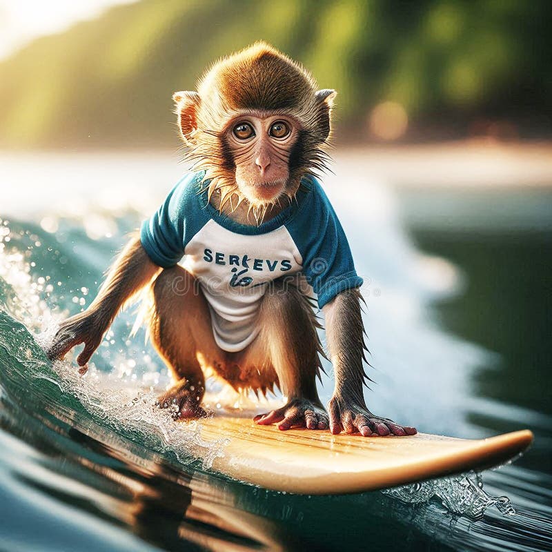 A Monkey Who is Surfing in Water Stock Vector - Illustration of ...