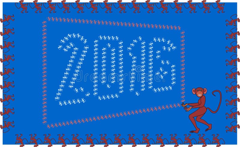 Monkey Wishes Everyone a Happy New Year. Stock Vector - Illustration of ...