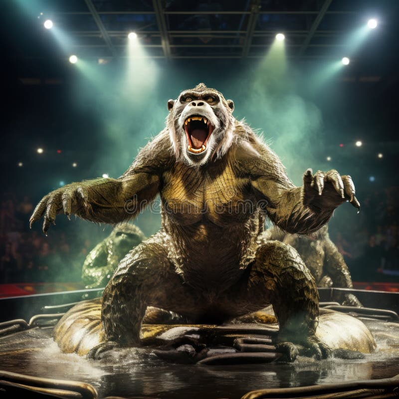 A Monkey in Wrestling Ring Generative AI Stock Illustration ...