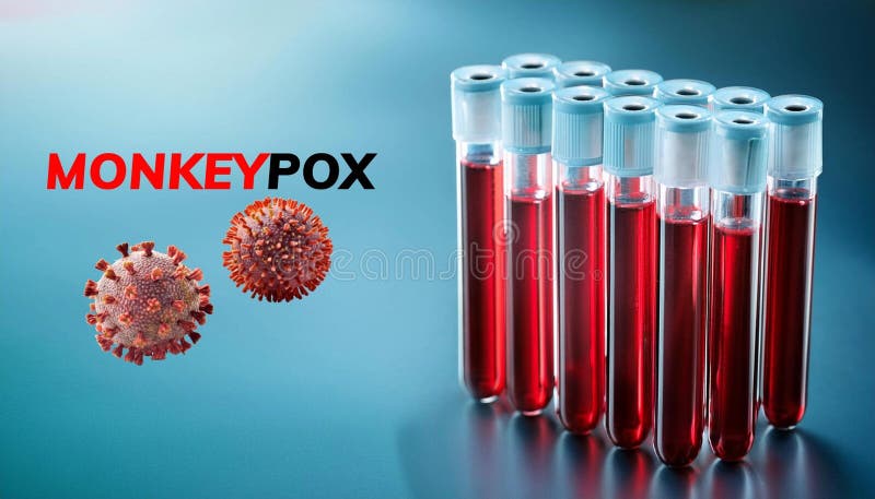 Monkeypox Blood Test Concept with Virus Particles Stock Illustration ...