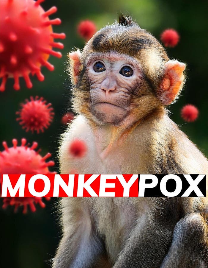 Monkeypox Concept with Monkey and Virus Particles Stock Illustration ...