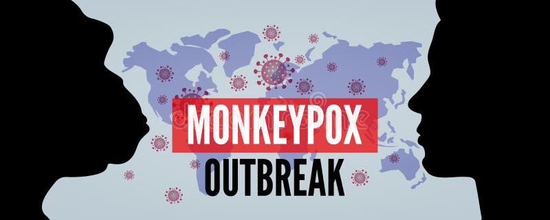 Monkeypox Virus Outbreak Monkey and Man Profile Silhouettes World Map ...