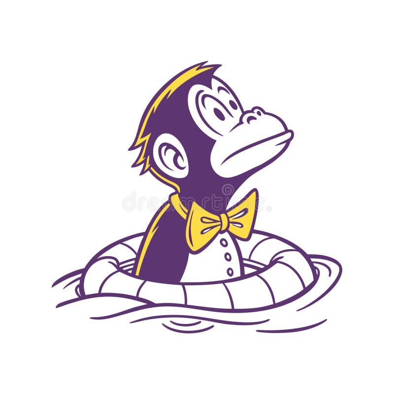 Monkeys Chilled Swimming Adventure Stock Image - Illustration of animal ...