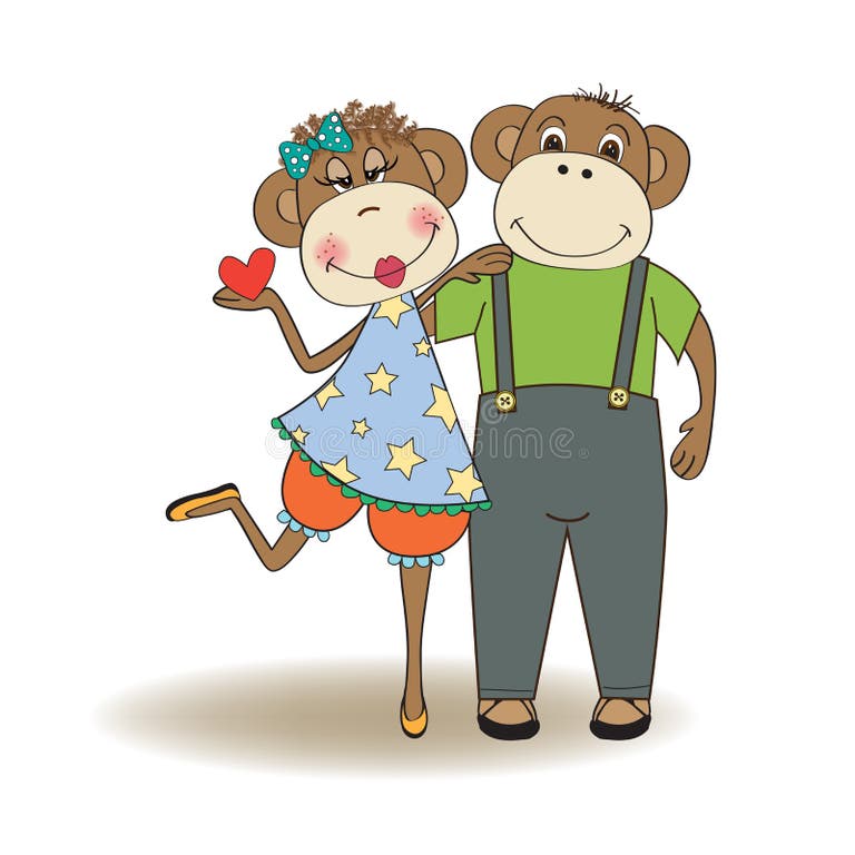 Couple Two Monkeys Love Stock Illustrations – 77 Couple Two Monkeys ...
