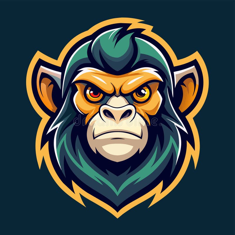 A Monkeys Head with an Angry Expression, Cool Monkey Logo Design Vector ...