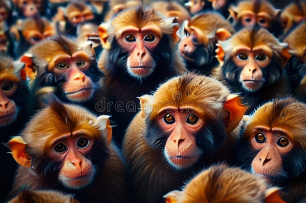 A herd of monkeys. stock image. Image of aigenaratedarts - 318339613