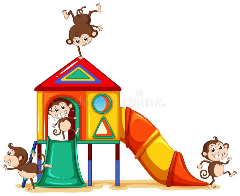 Monkeys Playing at the Playground Stock Vector - Illustration of ...