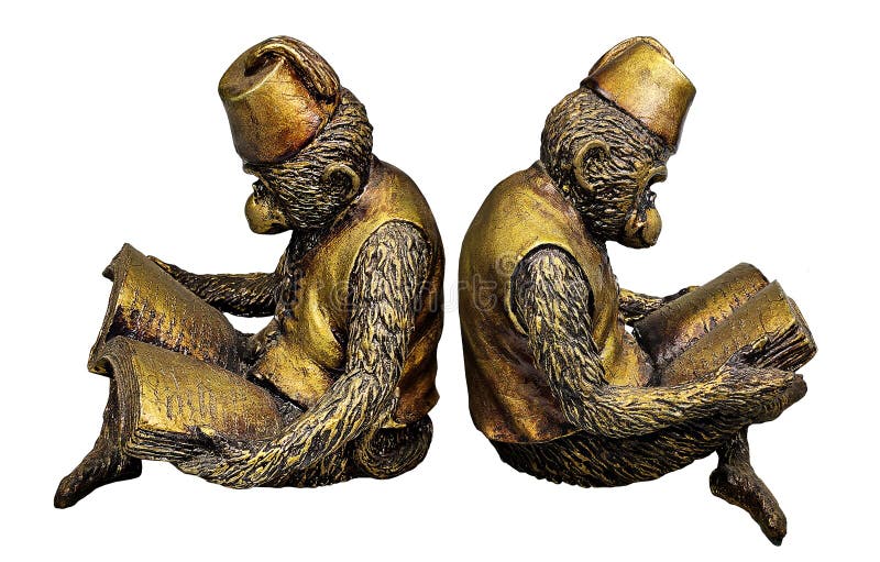 Monkeys Reading Back To Back Stock Photo - Image of back, vest: 340237914