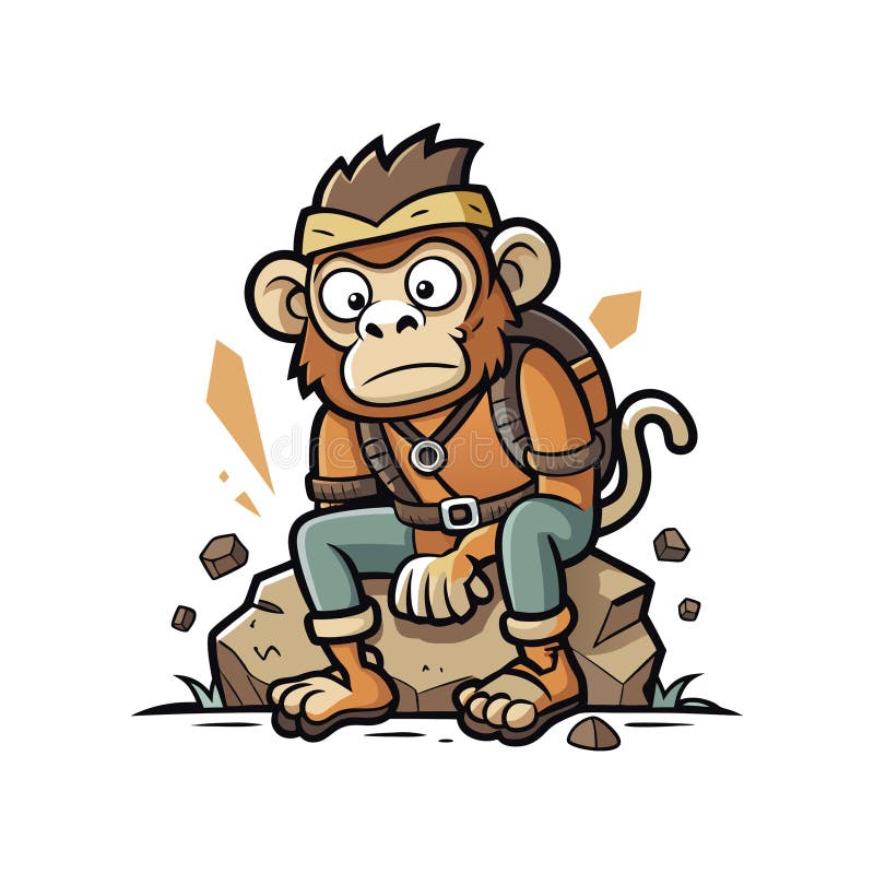 Monkeys Rock Climbing Adventure while Shivering Stock Vector ...