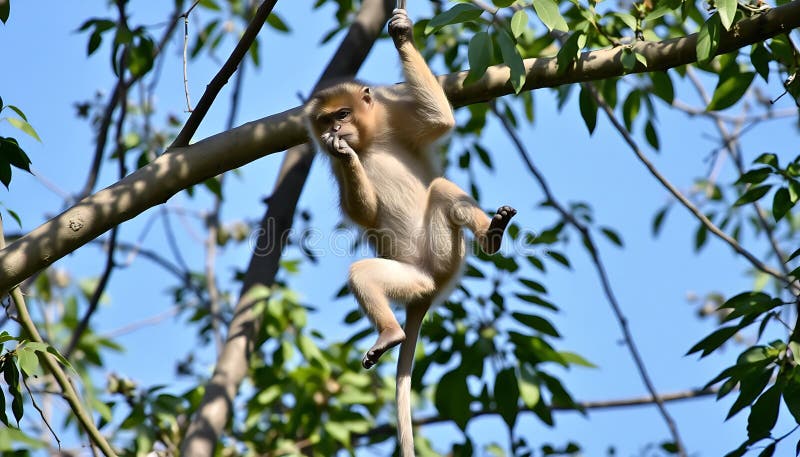 Monkeys in Tree Branches, Playful Primate Wildlife Scene Generative AI ...