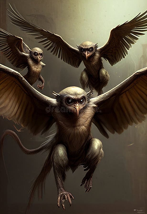 Monkey with Wings. AI Generated Stock Illustration - Illustration of ...