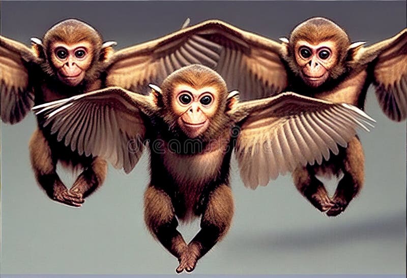 Monkey with Wings. AI Generated Stock Illustration - Illustration of ...