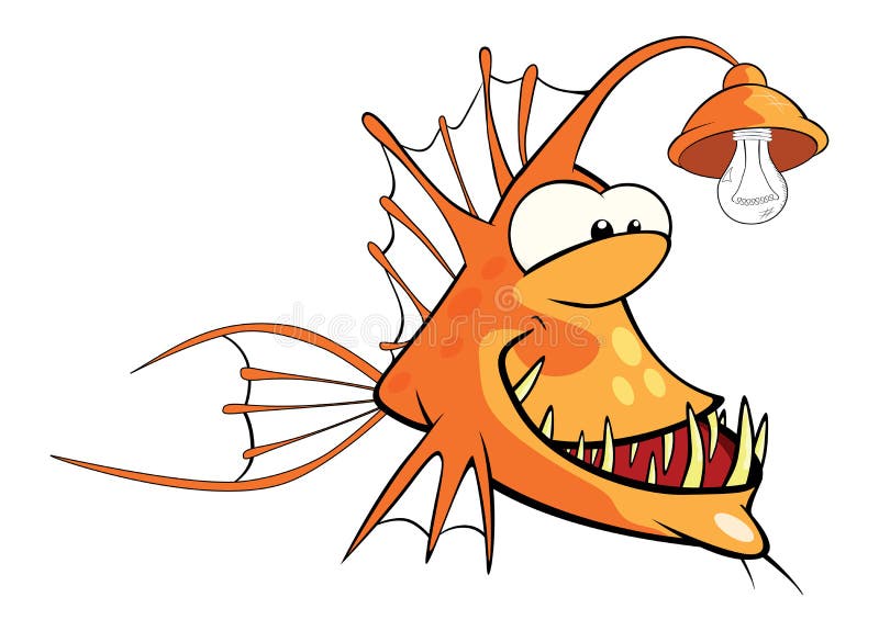 Monkfish Deep-water Fish Cartoon Stock Vector - Illustration of tackle ...