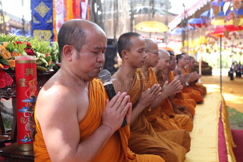 Monks and Buddist People Pray in Mendut Temple Vesak Day Editorial ...