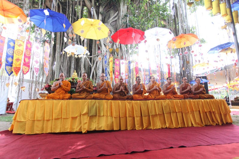 Monks and Buddist People Pray in Mendut Temple Vesak Day Editorial ...