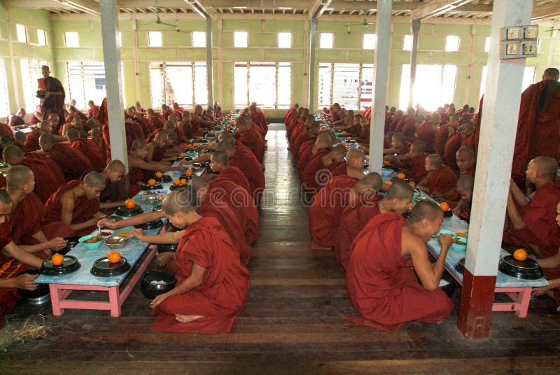 Monks Eating at Mahagandayon Monastery in Mandalay, Myanmar Editorial ...