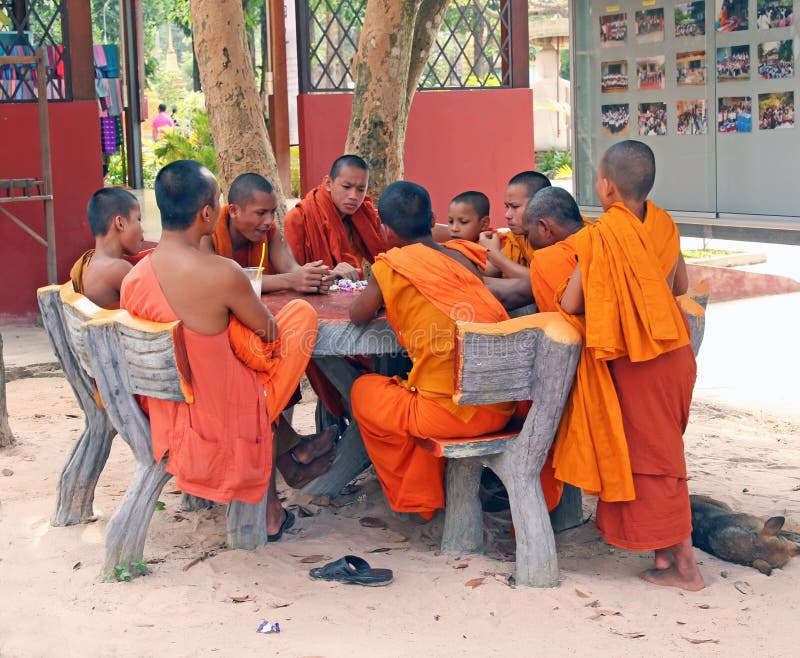 Monks on Lunch Break editorial photo. Image of asia, table - 28343606
