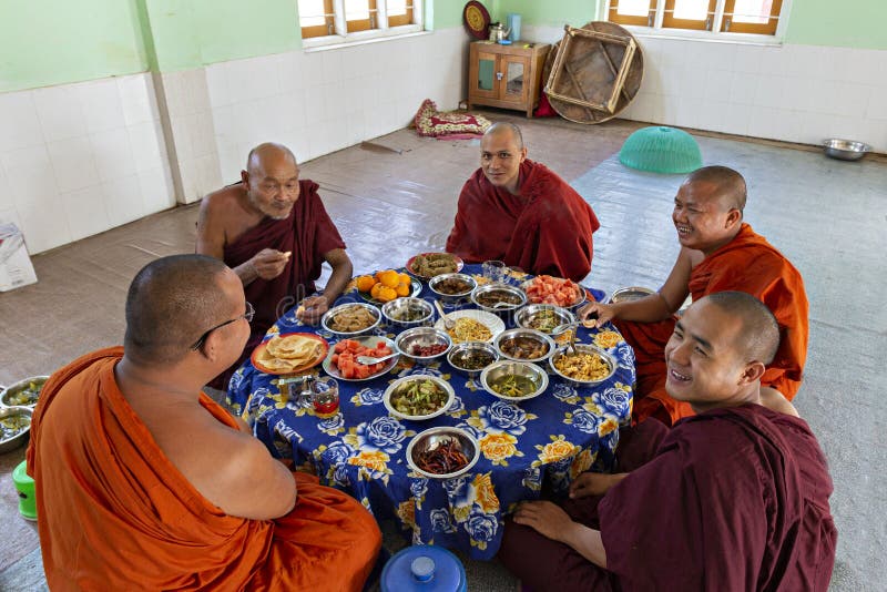 Monks on Lunch Break editorial photo. Image of asia, table - 28343606