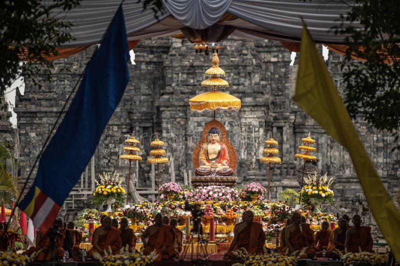 Monks Praying for Vesak Day Editorial Stock Photo - Image of statue ...