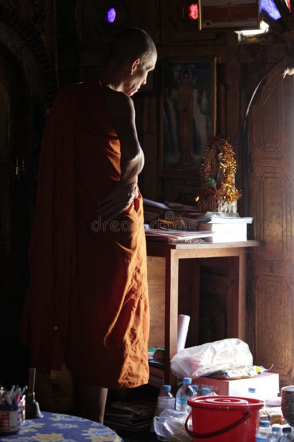 The Monks Sat Quietly Reading the Book. Editorial Photo - Image of ...