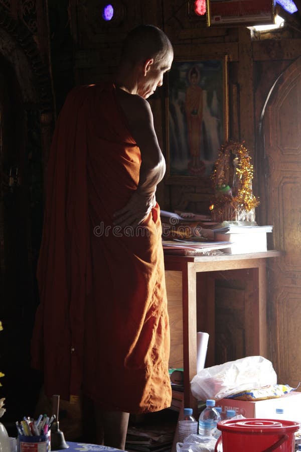 The Monks Sat Quietly Reading the Book. Editorial Stock Image - Image ...