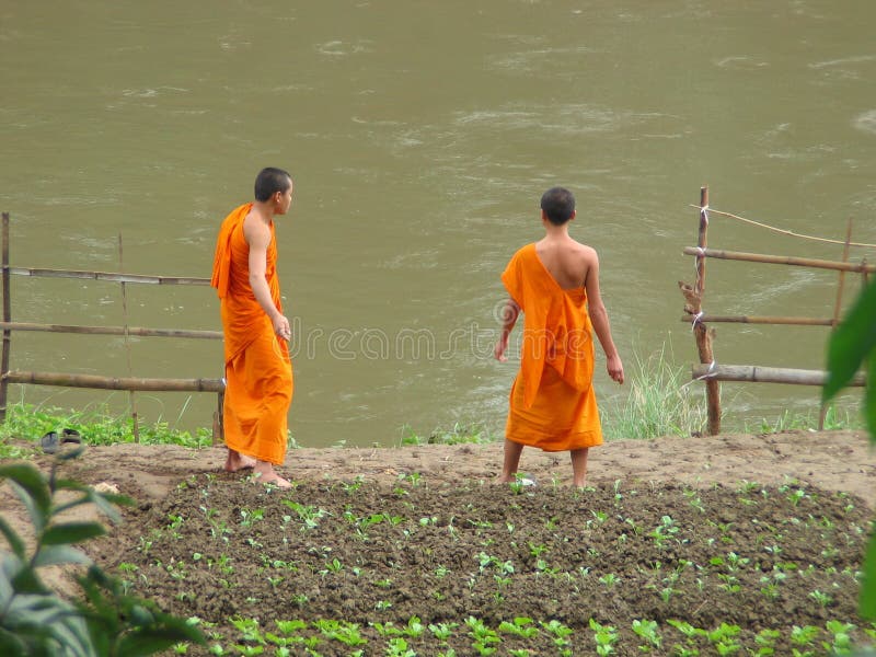 The monks and the river stock photo. Image of travel, laos - 813764