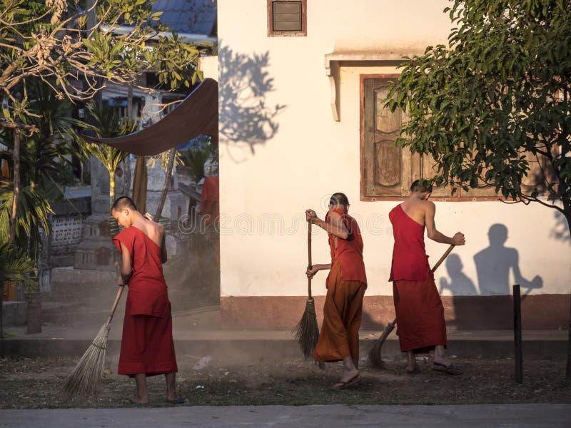 Monks cleaning monastery editorial stock image. Image of clean - 22420949