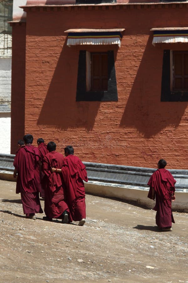 Monks walking in monastery editorial stock image. Image of china ...