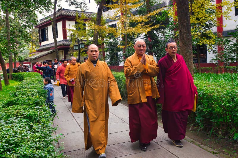 Monks Walking Outside Temple China Editorial Photo - Image of peaceful ...