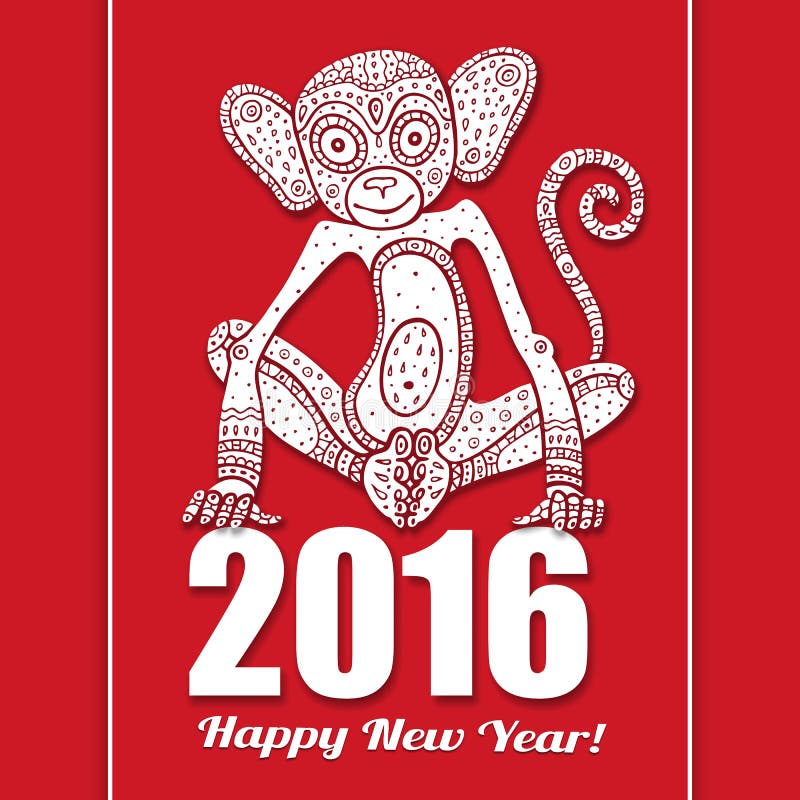 Mono chino del zodiaco ilustración del vector. Ilustración de feliz ...