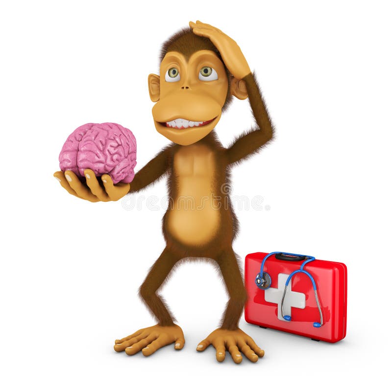 Mono Con El Cerebro Gorila Con Los Cerebros Ilustraci?n Del Vector ...