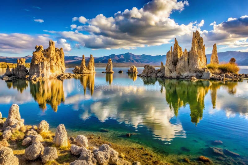 Mono Lake Landscape, California Stock Illustration - Illustration of ...