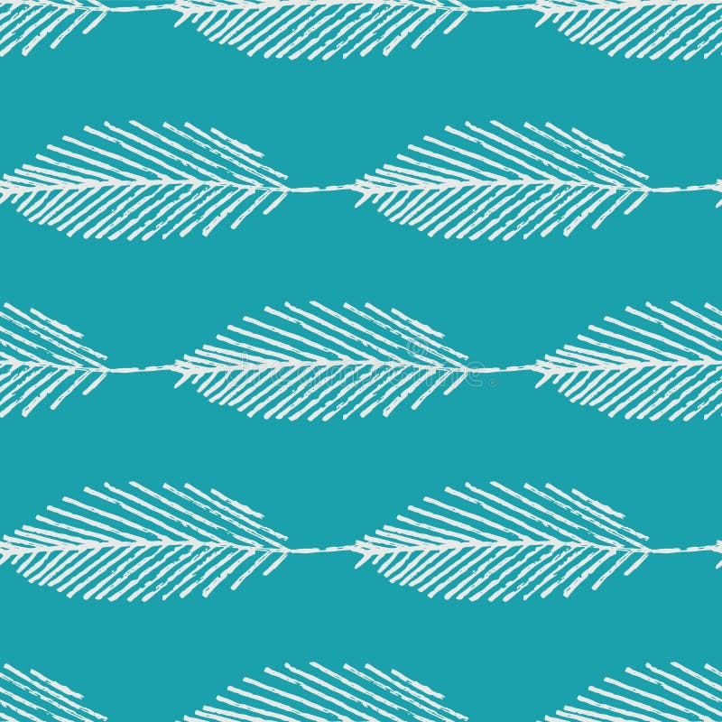 Geometric Mono Print Style Leaves Seamless Vector Pattern Background ...