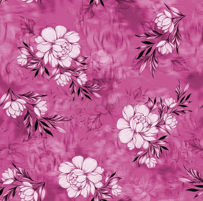 Mono Style Flower and Ground Digital Design Stock Illustration ...